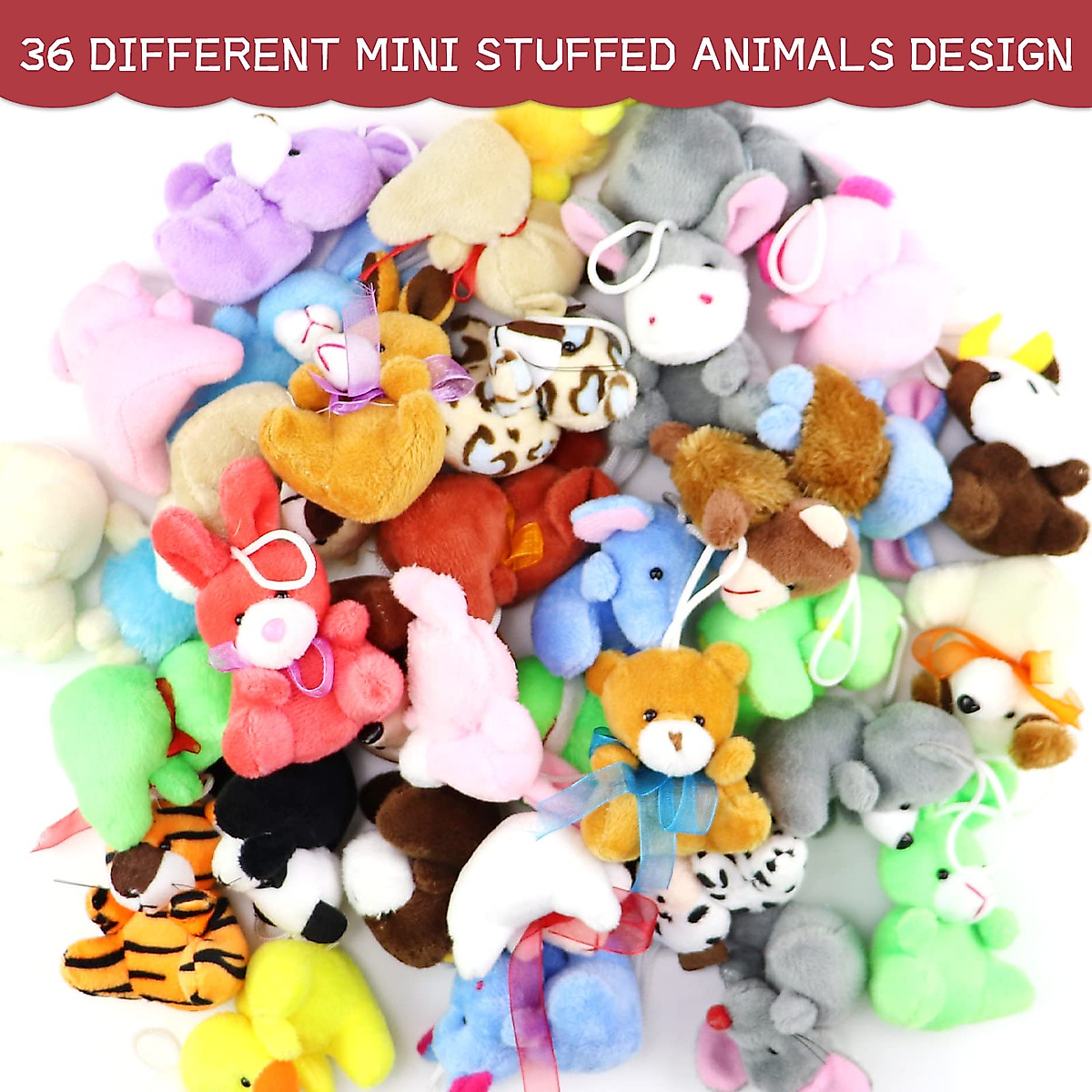 Valentines Day Gifts Cards for Kids, 36 Animal Plush Toys and 36 Valentines Day Cards for Kids School Classroom Prizes, Gift Exchange, Love Notes,for Girls and Boys Classroom Prizes Party Favors Toys