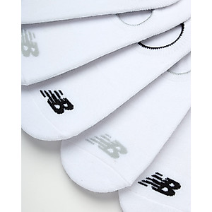 New Balance Women's Invisible No Show Non-Slip Liner Socks (6 Pack), Size 4-10, Solid White