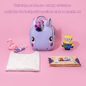 Unicorn Backpack with leash for Girls Kids Backpack Plush Unicorn Toy Bookbag (Purple)