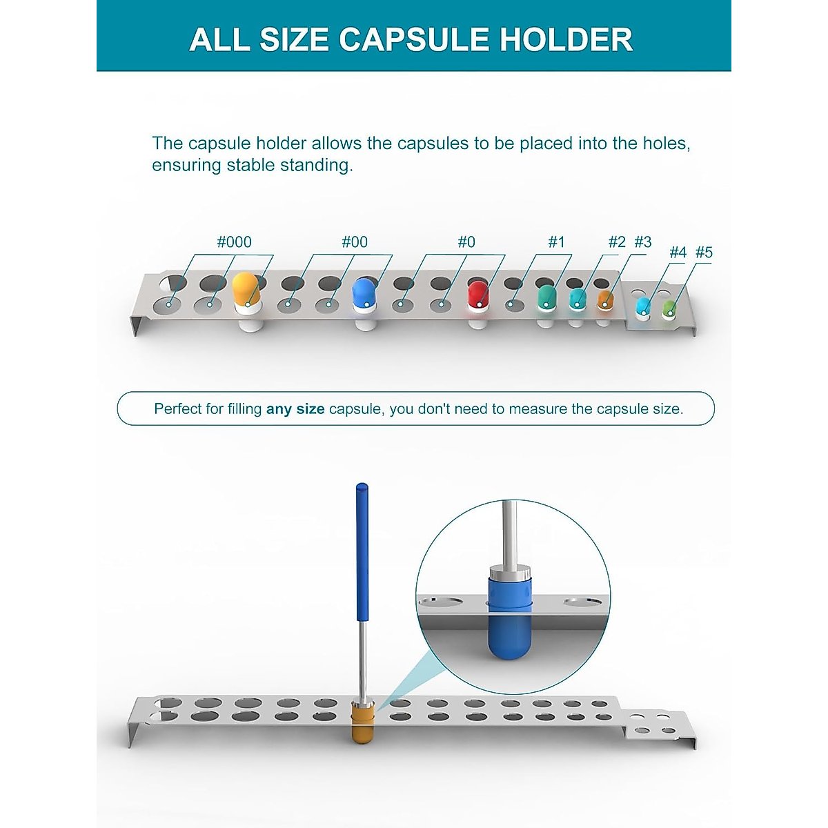 Capsule Filling Machine Kit – Pill Filler Tray Tools for Quickly Maker Empty Gel Capsules All Size 000 00 0 1 2 3 4 5, Lab Spoons Spatula Scoops Tool (13Pcs Plus)