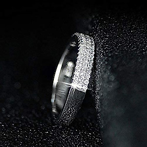 Sudoefos 925 Sterling Silver Eternity Band Width Engagement Anniversary CZ Engagement Bridal Ring Band (9) sd-0224-s