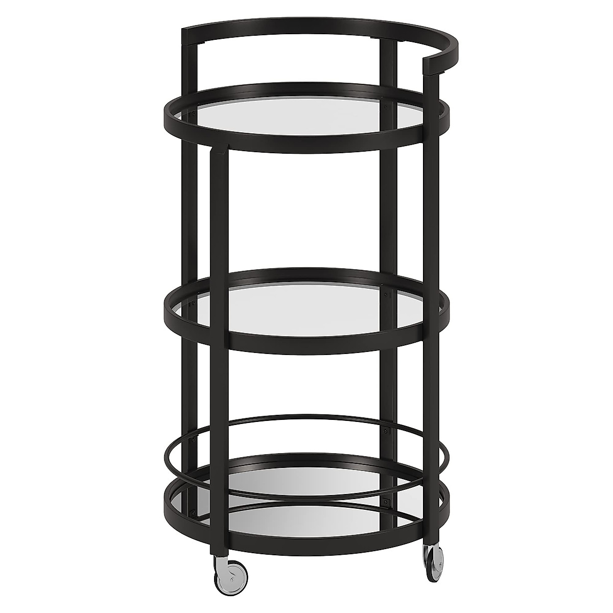 Henn&Hart 21" Wide Round Bar Cart in Blackened Bronze, Bar Carts for the Home