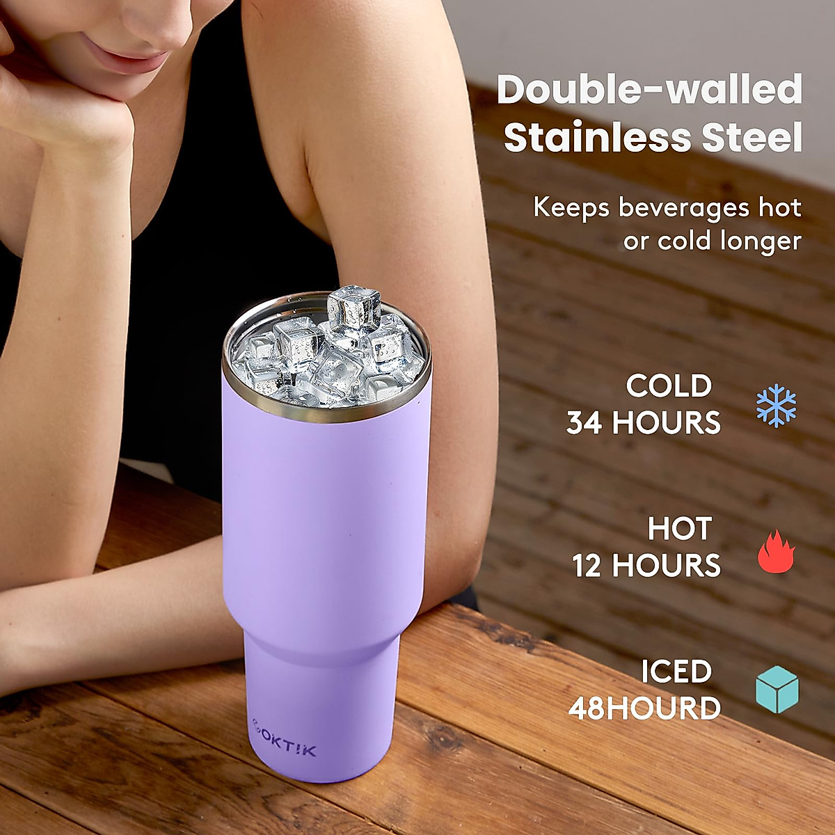 COKTIK 40 oz Tumbler with Handle and Straw, Double Insulated Tumblers with Flip Straw and Top Handle, Leakproof Tumbler, Stanley Cup, Insulated Water Bottle (Mauve)