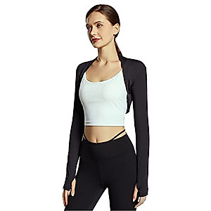 FEOYA Women's Anti-UV Arm Cover Shrug Breathable Cooler Shrug for Golf Riding Jogging Shawl Arm Sleeves Black S