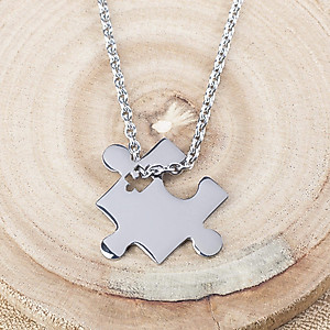 West Coast Jewelry Autism Awareness Jigsaw Puzzle Piece Stainless Steel Necklace