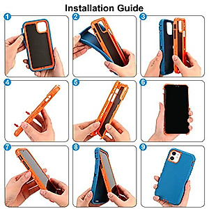 CAFEWICH iPhone 11 Case, Heavy Duty Shockproof 3-Layer Full Body Protective High Impact Tough Hybrid Rubber Rugged Durable Phone Cover for iPhone 11 6.1'' - Hot Pink Green