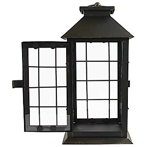 Seraphic Country Style Farmhouse Rustic Metal Lantern, Bronze