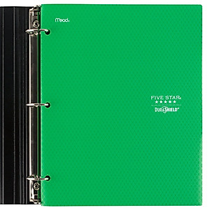 Five Star DuraShield Antimicrobial 2 Pocket Stay-Put Plastic Folders, 4 Pack, Holds 11" x 8-1/2", Black, Red, Electric Green, Cobalt Blue (330010)