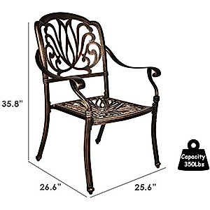 OKIDA 2 Piece Patio Bistro Chairs Outdoor Dining Chairs Set Cast Aluminum Chairs for Home Patio Garden Deck, Antique Bronze Finish