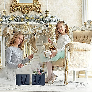 Dasofine 25pcs Navy Gift Bags, Small Gift Bags 8.7" x 3.9" x 7.1", Thick Kraft Paper Favor Bags, Navy Blue Gift Bags with Handles for Party, Wedding, Baby Shower