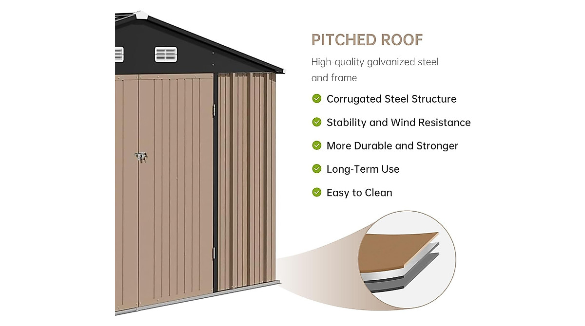Agrestem 10x8 FT Outdoor Storage Shed - Durable & Secure