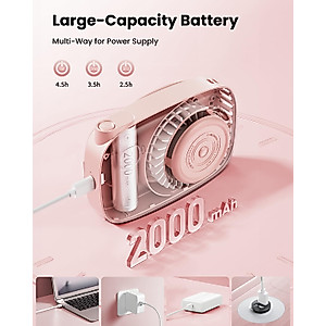 Gaiatop Neck Fan Rechargeable Mini Portable Fan Cute Camera Design, Small Desk Fan with 360°Rotate Mirror, 3 Speed USB Handheld Fan with LED Display, Cooling Personal Lash Fan Travel Essentials Pink