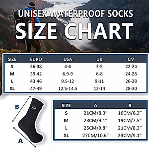 Fullsheild Men’s Waterproof Hiking Socks, Unisex Breathable Outdoor Athletic Hiking Wading Trail Running Skiing Crew Socks Black XL