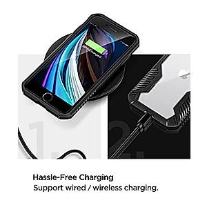 MOBOSI Compatible with iPhone SE 2022 Case/iPhone SE 2020/iPhone 8/7 Case, Rugged Military Grade Hard Vanguard Armor Cover Heavy Duty Shockproof Protective Phone Case 4.7 Inch (Matte Black)