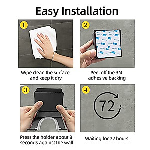 UEMUSI Hair Dryer Holder Wall Mounted,Self Adhesive Hair Tool Organizer Storage Blow Dryer Holder Rack for Hair Dryer Stand with Plug Hook,Hair Styling Care Tool Organizer for Bathroom Black