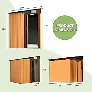 Outdoor Storage Shed 4.5 x 6.3 FT, Outdoor Storage Garden Shed with Sliding Door, Metal Shed Lean to Shed with Pent Roof and Vents, Outdoor Sheds Storage Outside Cabinet for Backyard, Patio, Lawn