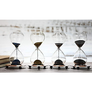 SuLiao Magnetic Hourglass 5 Minute Sand Timer: Large Sand Clock Five Minute with Black Magnet Iron Powder & Metal Base, Sand Watch 5 Min, Hour Glass Sandglass for Office Desk Home Decorative