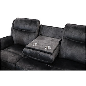 New Classic Furniture Park City Polyester Manual Sofa with Dual Recliner, Slate