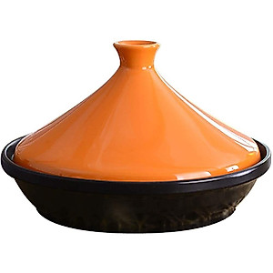 Ceramic Tagine Pot High Capacity Tagine Pot with Lid|Smoke-Free Non-Stick Cookware Saucepan Home Kitchen|for Most Open Flame Cookware (Color : B)