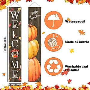 Fall Banner Decorations Outdoor Porch Sign Fall Harvest Festival Banner Thanksgiving Decorations for Pumpkin Autumn Front Door Outside Yard Party Supplies