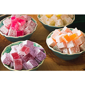 Cerez Pazari Turkish Delights Candy with Assorted Mix Flavours 8.1 Oz Vegan Fruit Snacks Gift Box | No Nuts Sweet Luxury Traditional Confectionery Lokum Loukoumi