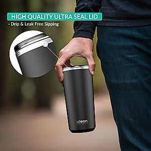 The Clean Hydration Company Tumbler Insulated with Lid, Double-Wall Vacuum, 20 Oz Travel, Office Tumbler, Hot & Cold Drinks, Ceramic Interior, Spill-Proof, BPA-Free, No Metal Taste