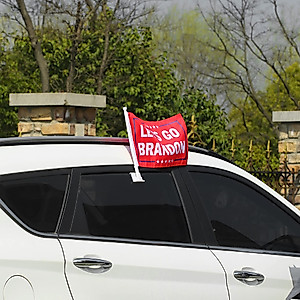 2 Pack Car Flags, Lets Go Brandon Flag Car Flag Outdoor and Car Flag Pole, Car Logo Window Clip Can be Clipped to Most Windows 14 inch Flag Pole and 16 x 10 inch Double Sided Flag