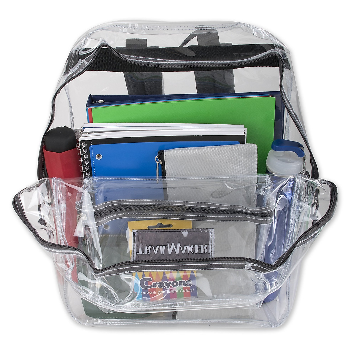 Clear Backpack With Reinforced Straps For Security & Sporting Events (Gray)