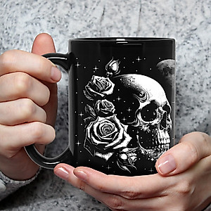 Skull Mug 15Oz Goth Gifts For Women Skull Gifts For Women - Witch Gifts Skull Gifts For Men Unique Skull Halloween Mug - Goth Decor Goth Mug - Skull Cup Gothic Gifts For Men Gifts For Gothic Women