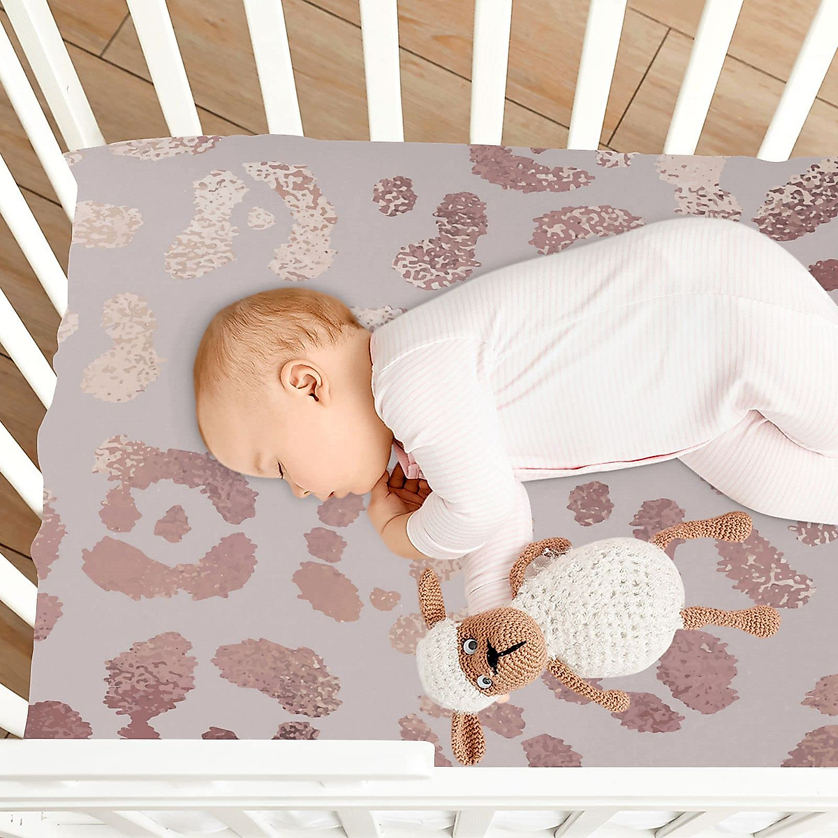 Blueangle Golden Leopard Print Crib Sheets, Ultra Stretch Baby Crib Sheet for Boys Girls, Snug Fitted Toddler Bedding Crib Mattress Sheet（372）