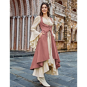 Scarlet Darkness Renaissance Dress Women Costume Medieval Pirate Peasant Underbust Dress Dusty Rose L