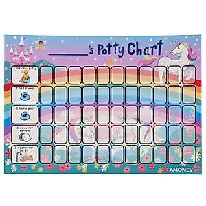 Amonev Unicorn Potty Training Reward Chart and Toilet Training Reward Chart for Boys and Girls Toddlers Twin Pack with 225 Star Stickers Included