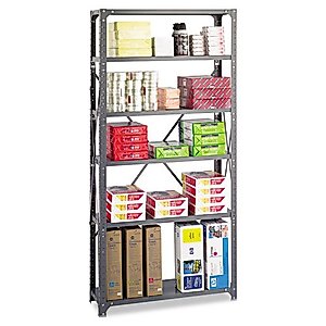 Safco Products 6268 Commercial Shelf Kit 36" W x 12" D x 72" H with 6 Shelves, Gray