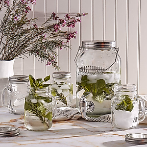 Mason Craft & More Drinkware Collection- Durable Glass Leak Proof Beverage Glassware, 5 Piece Drinkware Set