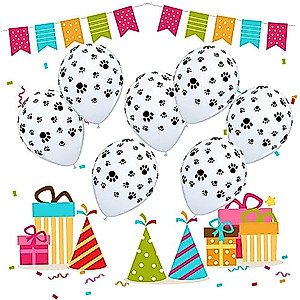 Abaodam 24 pcs black trim black balloons happy birthday ballons ballon animals ballon party cat paw printed balloons Paw Balloon Garland balloon party decoration printed latex balloons pet