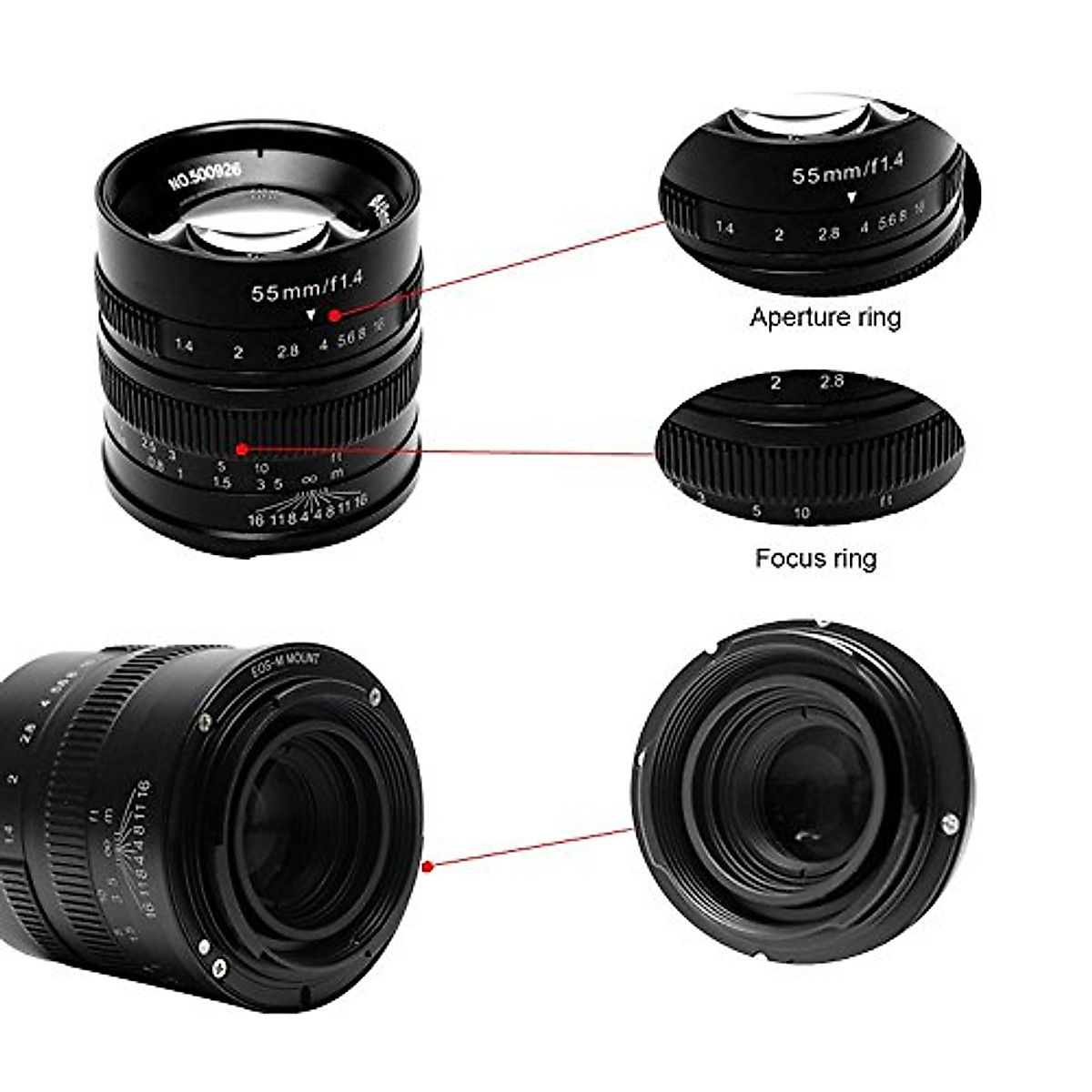 7artisans 55mm F1.4 APS-C Aluminum Manual Fixed Lens für Fuji X Mount Cameras Like X-A1 X-A10 X-A2 X-A3 X-at X-M1 XM2 X-T1 X-T10 X-T2 X-T20 X-Pro1 X-Pro2 X-E1 X-E2 X-E2s (Black)