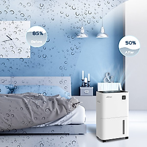 50 Pints Dehumidifier for Basement, Britsou Dehumidifiers for Home with Drain Hose - Quiet Smart Dehumidifier with 3 Modes, 24 Hr Timer - Ideal for Home Bedroom, Bathroom