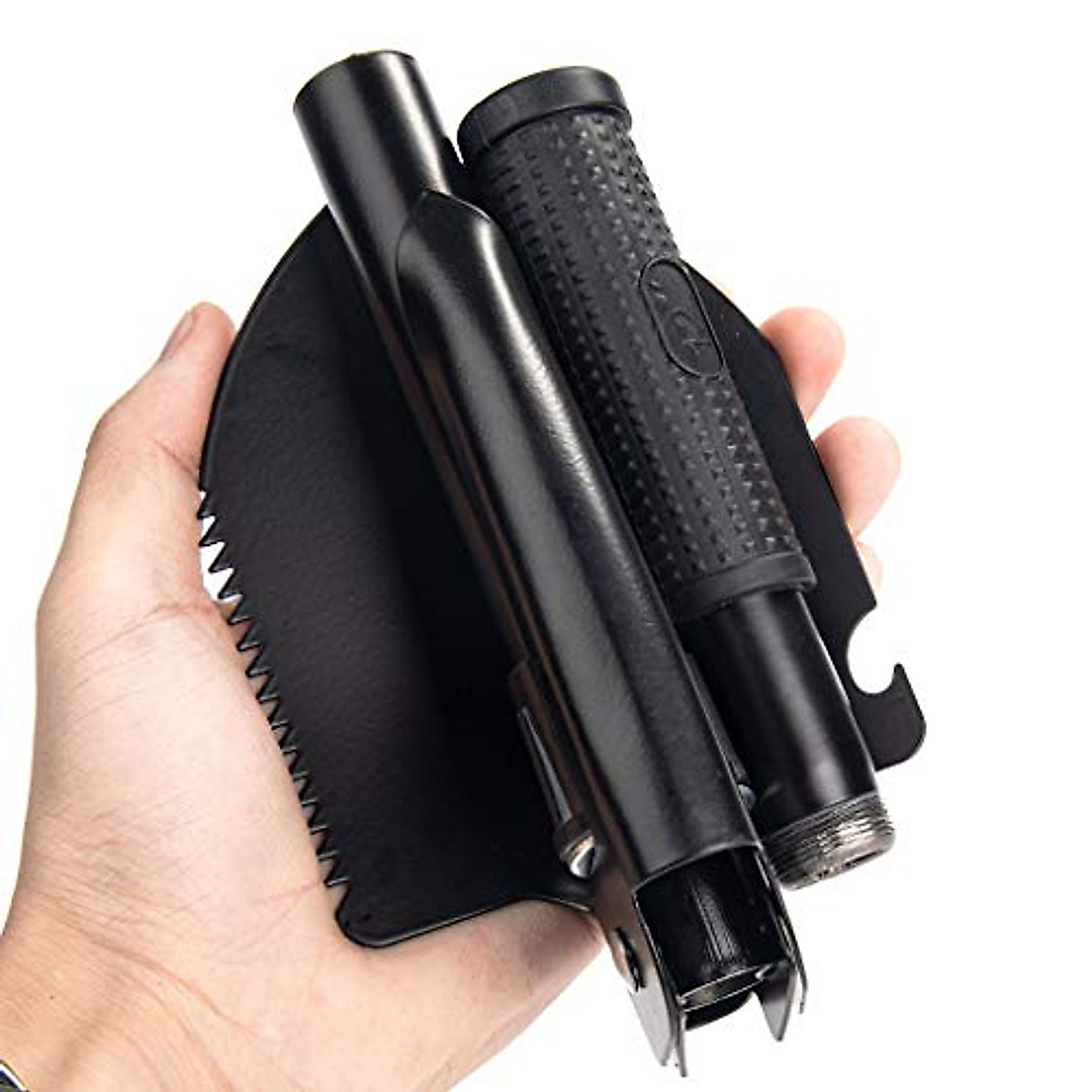 Jipemtra Gardening Folding Shovel Military Camping Shovel Survival Gear Entrenching Tool with Carrying Pouch Metal Handle for Camping Trekking Gardening Fishing Backpacking Snow (Black)