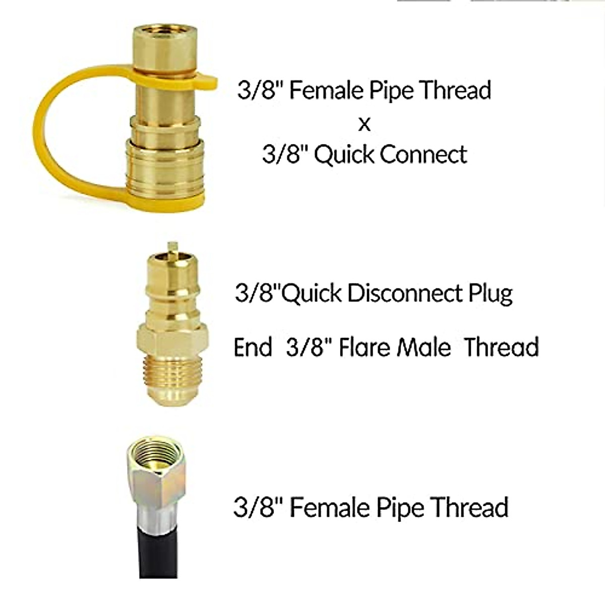 MCAMPAS 20FT Propane Hose Assembly with 3/8 Inch Natural Gas Quick Connect Fittings for Gas Grill, Griddle, Fire Pit, Heater.Included 3/8" Quick Disconnect Plug x Both 3/8" Male Pipe Thread