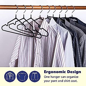 Amber Home 16" Non-Slip Rubber Coated Metal Suit Coat Hangers 20 Pack, Heavy Duty Clothes Hanger with Chrome and Black Friction, Metal Shirt Jacket Hanger with Round Notches for Dress