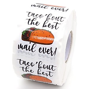 Littlefa Taco Bout The Best Mail Ever Stickers,Taco Stickers,Bakeries Stickers,Handmade Stickers,Small Business Stickers,Taco Mail Packaging Sticker for Small Business 500 PCS