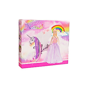 Sparkle Unicorn and Fairy Tale Princess Doll, W/ Crystal Comb and Fairy Stick, Girls' Unicorn Doll Toys Gifts, Presents for Girl Kids Aged 3+ (Pink Unicorn Purple Dress)