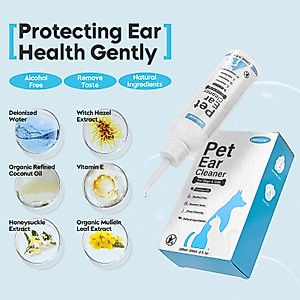 OBSEDE Dog & Cat Ear Cleaner - Dog Ear Cleaning Solution Naturally Reduce Dirt Wax Buildup Clear Ear Drops Wash Gently Soothing Odor Control Easy to Use Pet Supplies Fresh Scent, 8 oz