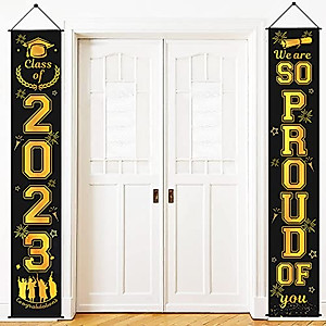 Marte&Joven Graduation Decorations Class Of 2023 - Graduation Party Supplies Including Congrats Grad Banners, Porch Sign, Paper Fans, Balloons, Foil Curtains for Graduation Party Decorations