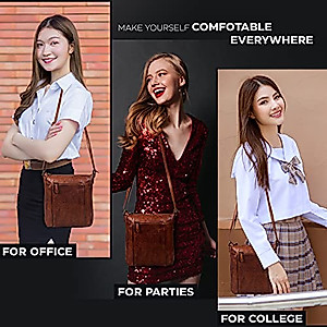 Crossbody Bags For Women-Real Handmade Leather Vintage Adjustable Shoulder Sling Bags Cognac Medium