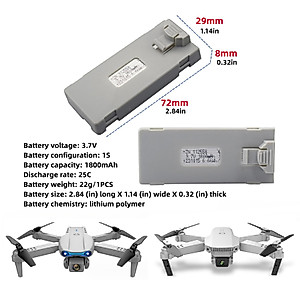 Fytoo 4PCS 3.7V 1800mah LiPo Battery with 4-in-1 Charger for E88 E99 E525 K3 S1 P1 P8 E88PRO E88MAX E99PRO P5PRO RC Quadcopter Accessories Drone Spare LiPo Battery