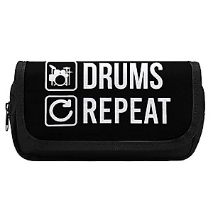 EAT Sleep Drum Repeat Large Capacity Pencil Case Multi-Slot Pencil Bag Portable Pen Storage Pouch with Zipper
