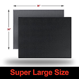 Waretary Cat Litter Mat 36"x 30", Kitty Pretty Litter Box Trapping Mat, Extra Large XL Honeycomb Double Scatter Control Layer Mat, Urine & Waterproof, Washable, Easy Clean, Phthalate Free (Grey)(1 Side Connected)
