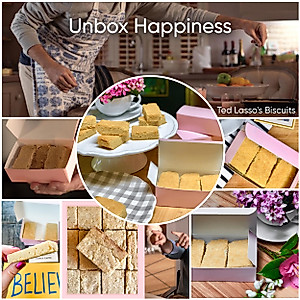 Biscuits Lasso Pink Boxes - 10 Pack - 1 lb - Mini Cake Box - Bakery Collapsible Paper Сase for Small Homemade Treats, Candy, Dessert, Pastry Pie, Cupcakes - 7 x 3.38 x 2 inches