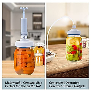Mason Jar Vacuum Sealer Kit, Canning Food Saver Jar Sealer Attachment with Lid Opener and Vacuum Seal Hand Pump for Regular Mouth Mason Jars